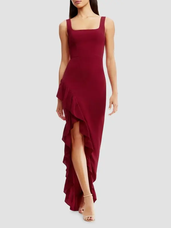 Dress The Population Charlene Ruffle Mermaid Gown - Garnet