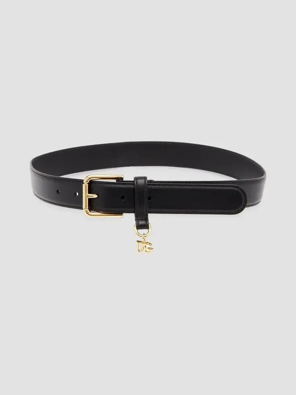 Dolce & Gabbana Leather & Logo-charm Belt - Nero