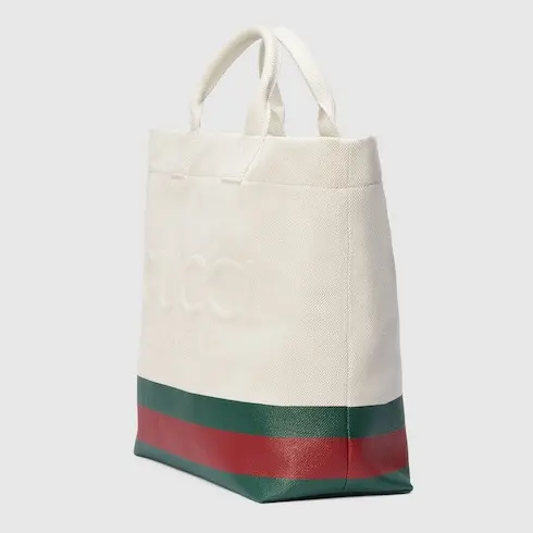 Gucci Canvas Tote Bag With Embossed Detail Fabric
