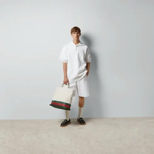 Gucci Canvas Tote Bag With Embossed Detail Fabric
