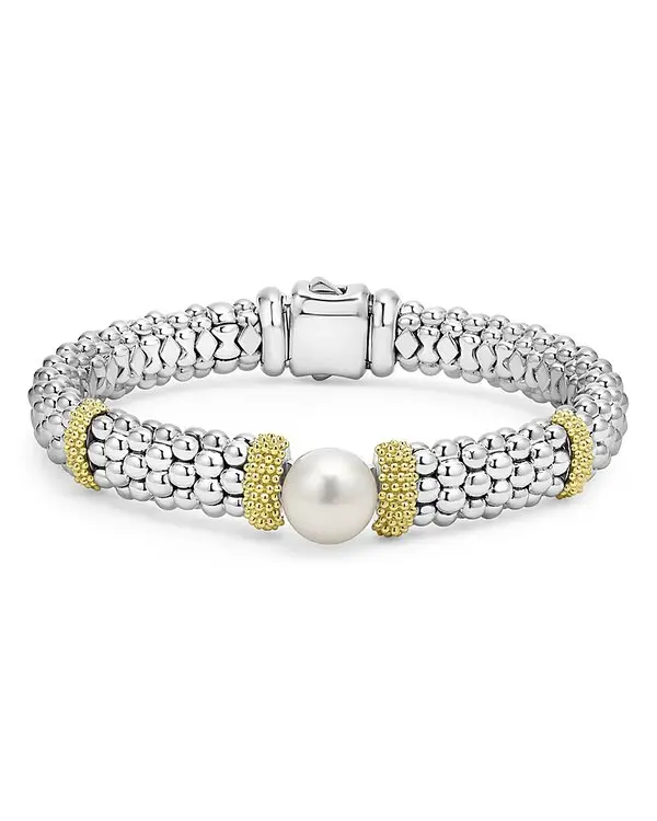 Lagos 18k Yellow Gold And Sterling Silver Pearl Bracelet - White/silver