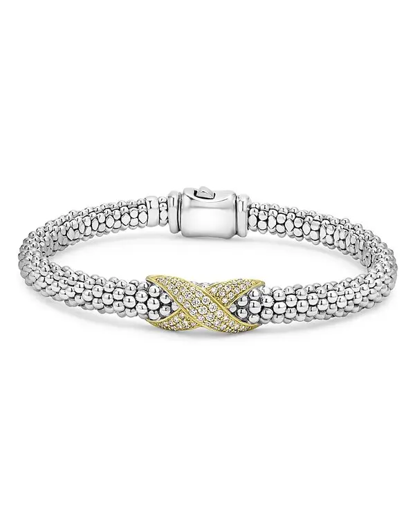 Lagos 18k Yellow Gold & Sterling Silver Diamond Bracelet - Silver/gold