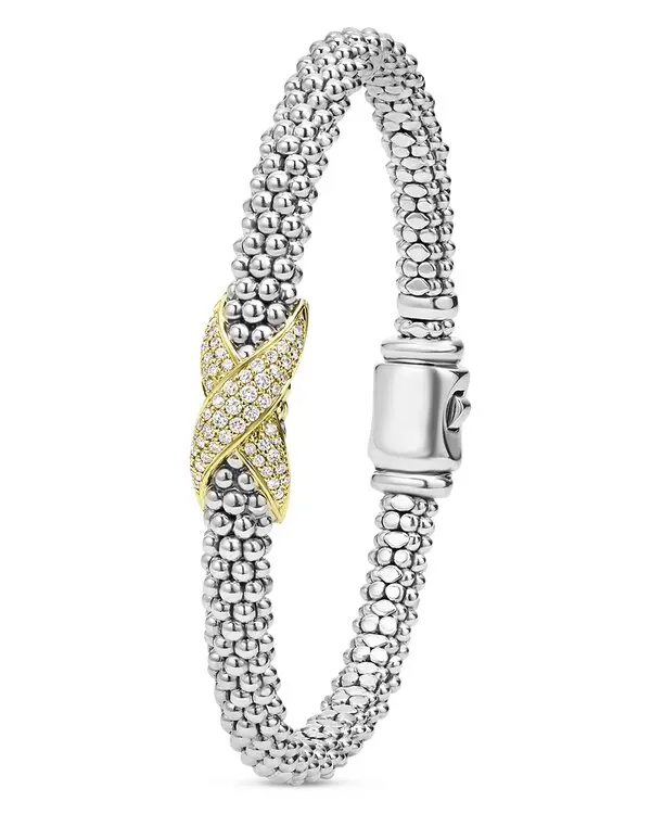 Lagos 18k Yellow Gold & Sterling Silver Diamond Bracelet - Silver/gold