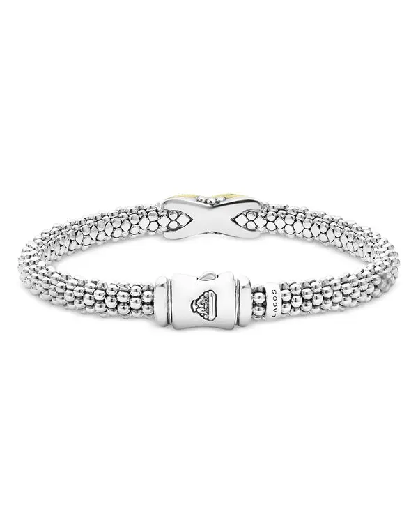Lagos 18k Yellow Gold & Sterling Silver Diamond Bracelet - Silver/gold