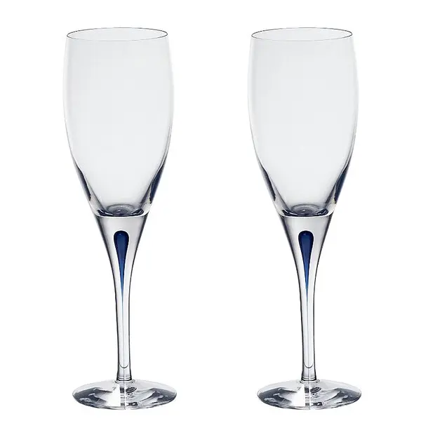 ORREFORS Intermezzo Blue Set Of 2 Claret Wine Glasses