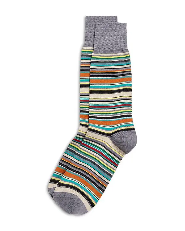 Paul Smith Signature Stripe Crew Socks - Gray Multi
