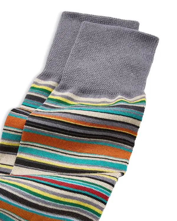 Paul Smith Signature Stripe Crew Socks - Gray Multi