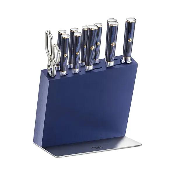 CANGSHAN Kita Blue 12-piece Knife Block Set - Ash Wood