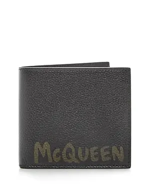 Alexander McQueen 8cc Graffiti Logo Leather Bifold Wallet