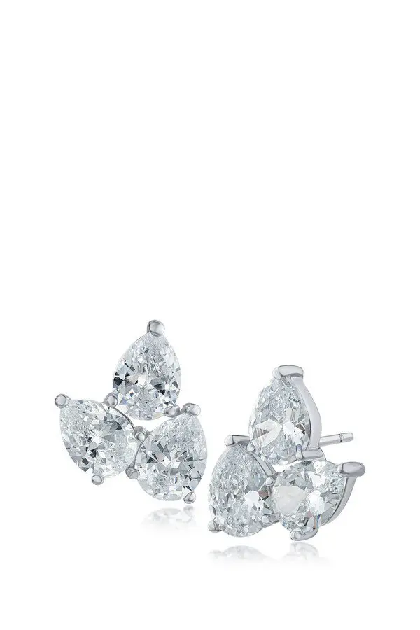 KENNETH JAY LANE Triple Pear Cz Cluster Earrings - Natural