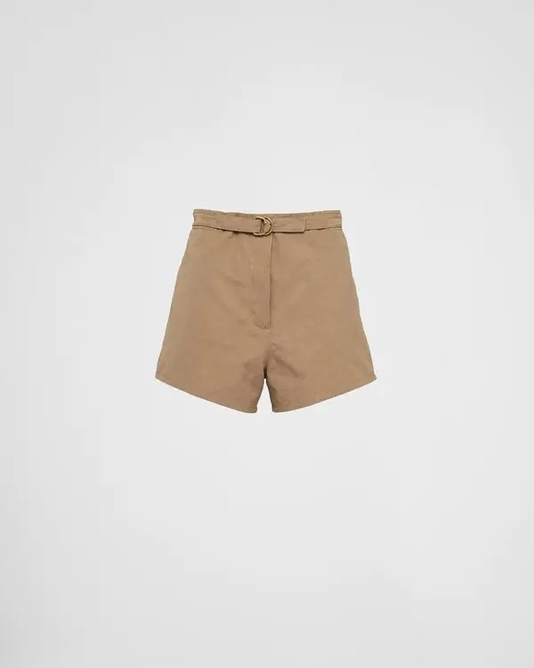 Prada Panama Cotton And Linen Shorts