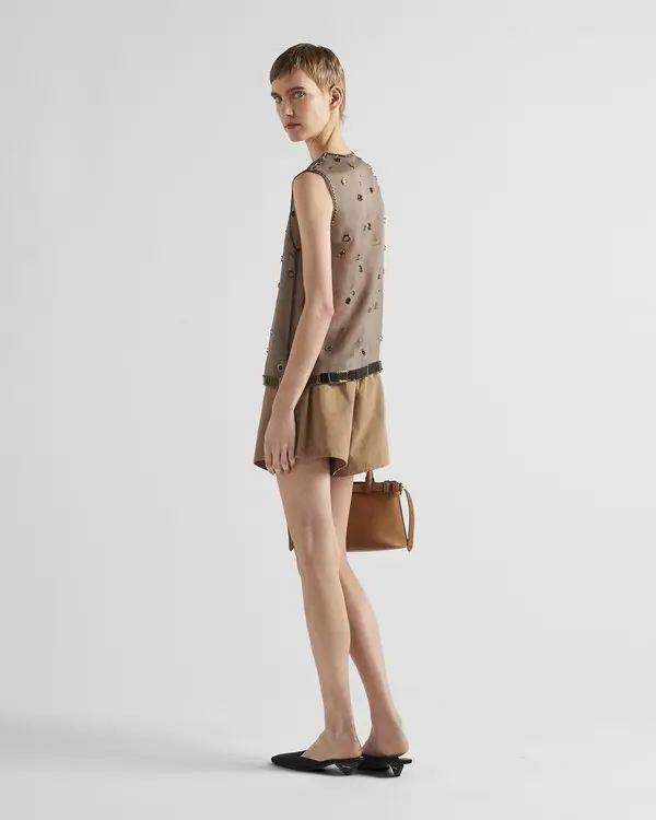 Prada Panama Cotton And Linen Shorts