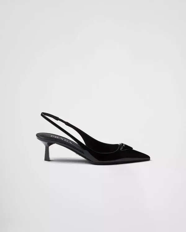 Prada Patent Leather Slingback Pumps - Black