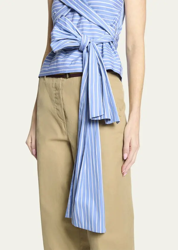 Dries Van Noten Colada Striped Wrap Top