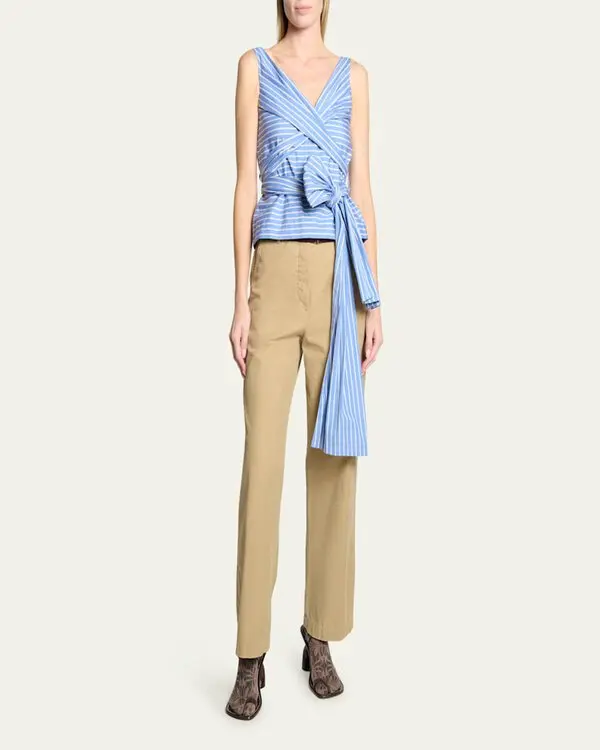 Dries Van Noten Colada Striped Wrap Top