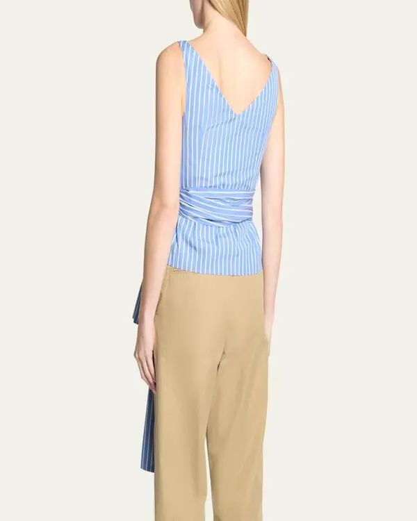 Dries Van Noten Colada Striped Wrap Top