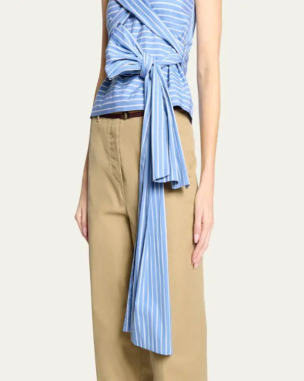 Dries Van Noten Colada Striped Wrap Top