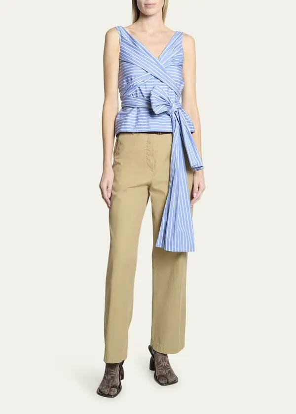 Dries Van Noten Colada Striped Wrap Top
