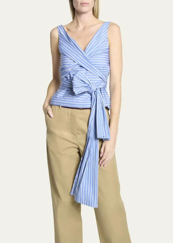 Dries Van Noten Colada Striped Wrap Top