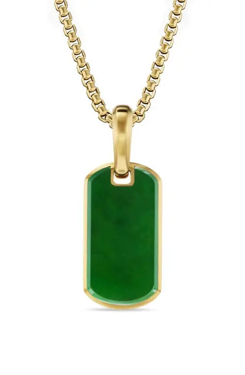 David Yurman Chevron Tag Enhancer - 18k Yellow Gold/ Jade