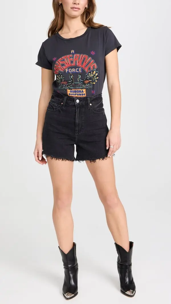 Paige Dani Denim Shorts - Dark Raven Destructed