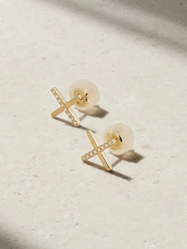 MELISSA JOY MANNING 14-karat Recycled Diamond Cross Earrings - Gold
