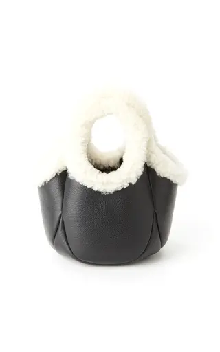 Coperni Shearling Swipe Mini Leather Bucket Bag
