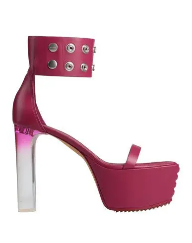 Rick Owens Leather Platform Sandals With Studs - Magenta