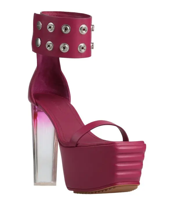 Rick Owens Leather Platform Sandals With Studs - Magenta