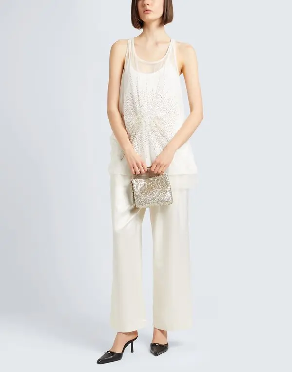 TWINSET Cotton Tulle And Sequins V-neck Sleeveless Top