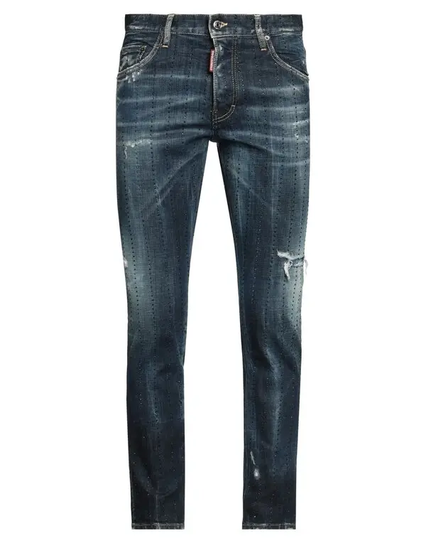 Dsquared2 Jeans With Crystal Detailing And Leather Trims