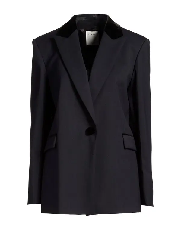 Sandro Single-breasted Blazer With Velvet Trims