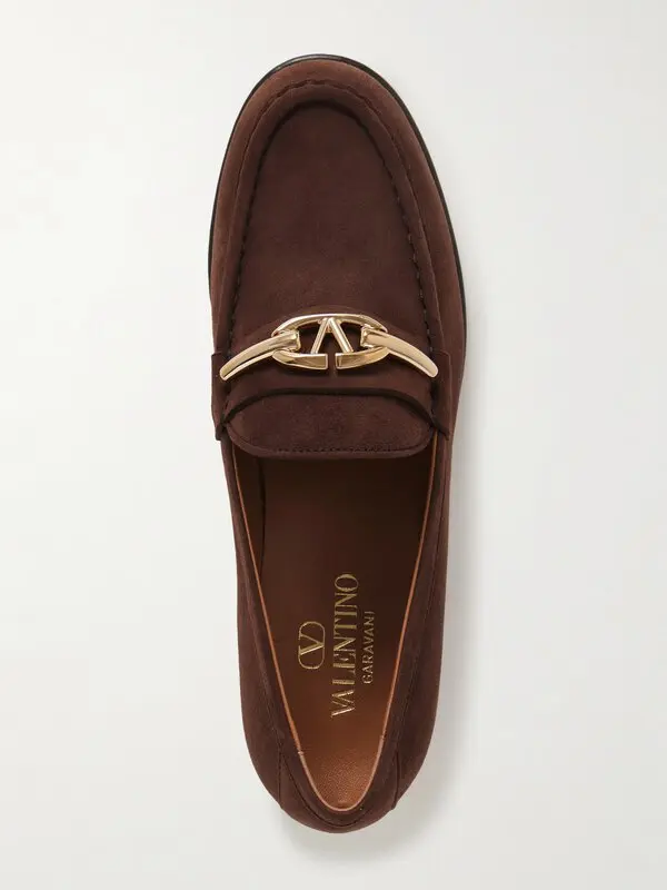Valentino Garavani Vlogo Gate Embellished Loafers - Brown