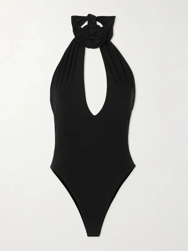 Magda Butrym Appliquéd Halterneck Swimsuit - Black