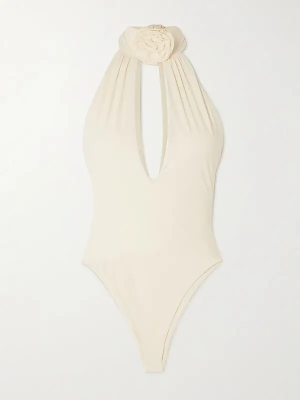 Magda Butrym Appliquéd Halterneck Swimsuit