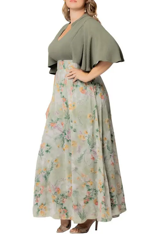 KIYONNA Avisa Flutter Sleeve Maxi Dress