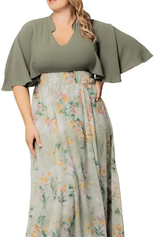 KIYONNA Avisa Flutter Sleeve Maxi Dress