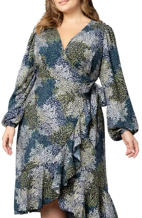 KIYONNA Julia Long Sleeve Midi Wrap Dress