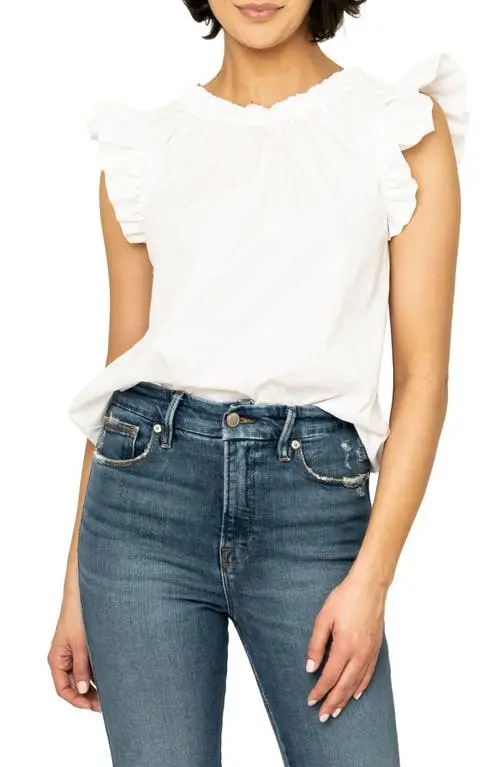 GIBSONLOOK Flutter Sleeve Stretch Cotton Poplin Top