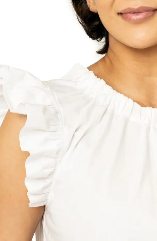 GIBSONLOOK Flutter Sleeve Stretch Cotton Poplin Top