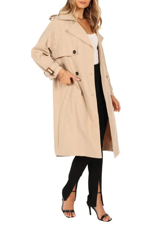 PETAL & PUP Trina Belted Trench Coat - Beige