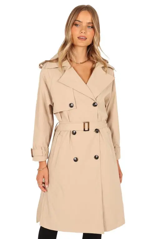 PETAL & PUP Trina Belted Trench Coat - Beige