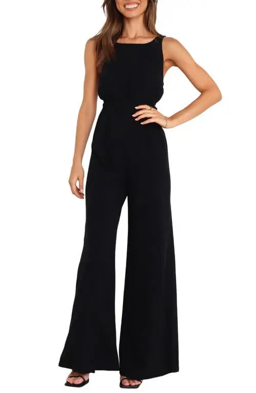 PETAL & PUP Eddie Linen Blend Sleeveless Jumpsuit - Black