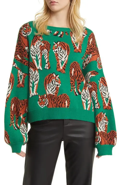 DRESSED IN LALA Retrograde Tiger Boxy Sweater - Tiger Tales