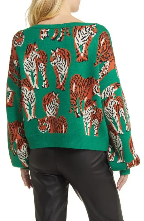 DRESSED IN LALA Retrograde Tiger Boxy Sweater - Tiger Tales