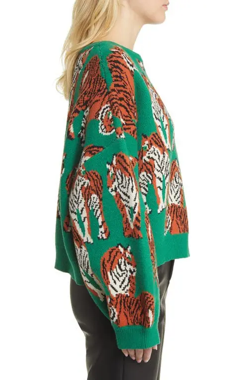 DRESSED IN LALA Retrograde Tiger Boxy Sweater - Tiger Tales