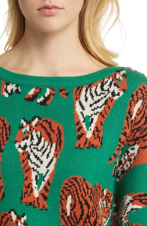 DRESSED IN LALA Retrograde Tiger Boxy Sweater - Tiger Tales