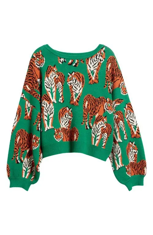 DRESSED IN LALA Retrograde Tiger Boxy Sweater - Tiger Tales