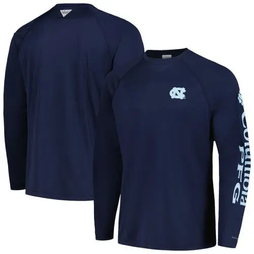 Columbia Navy North Carolina Tar Heels Terminal Tackle Omni-shade Raglan Long Sleeve T-shirt - Blue