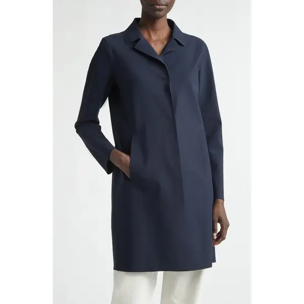 Herno Snap Front Scuba Knit Coat - 9200 Navy